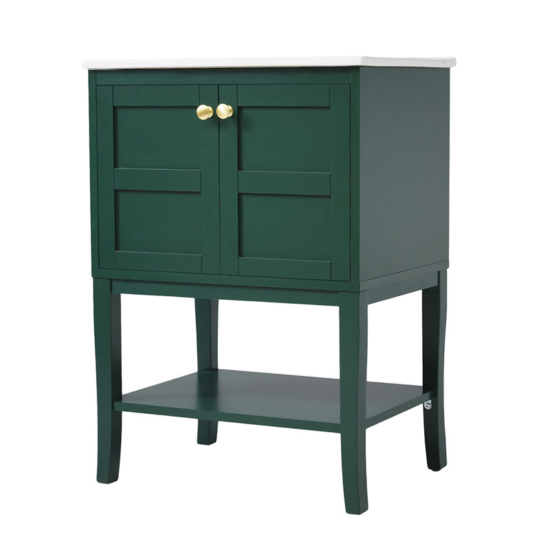 Winston Porter Takendra 24.01'' Single Bathroom Vanity with Solid Wood Top | Wayfair